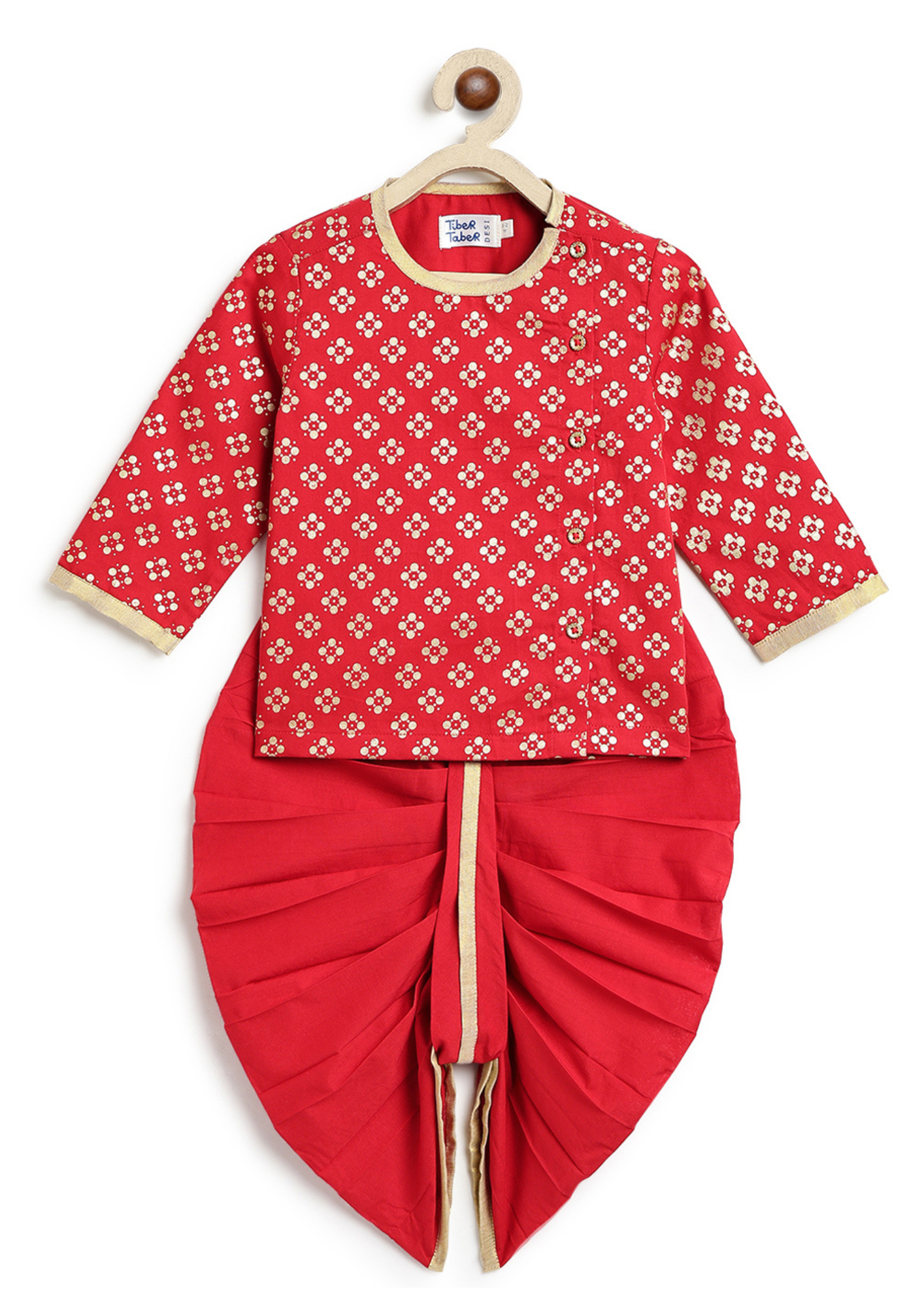 Red & White Bandhani Dhoti Kurta Set – Tiber Taber Kids