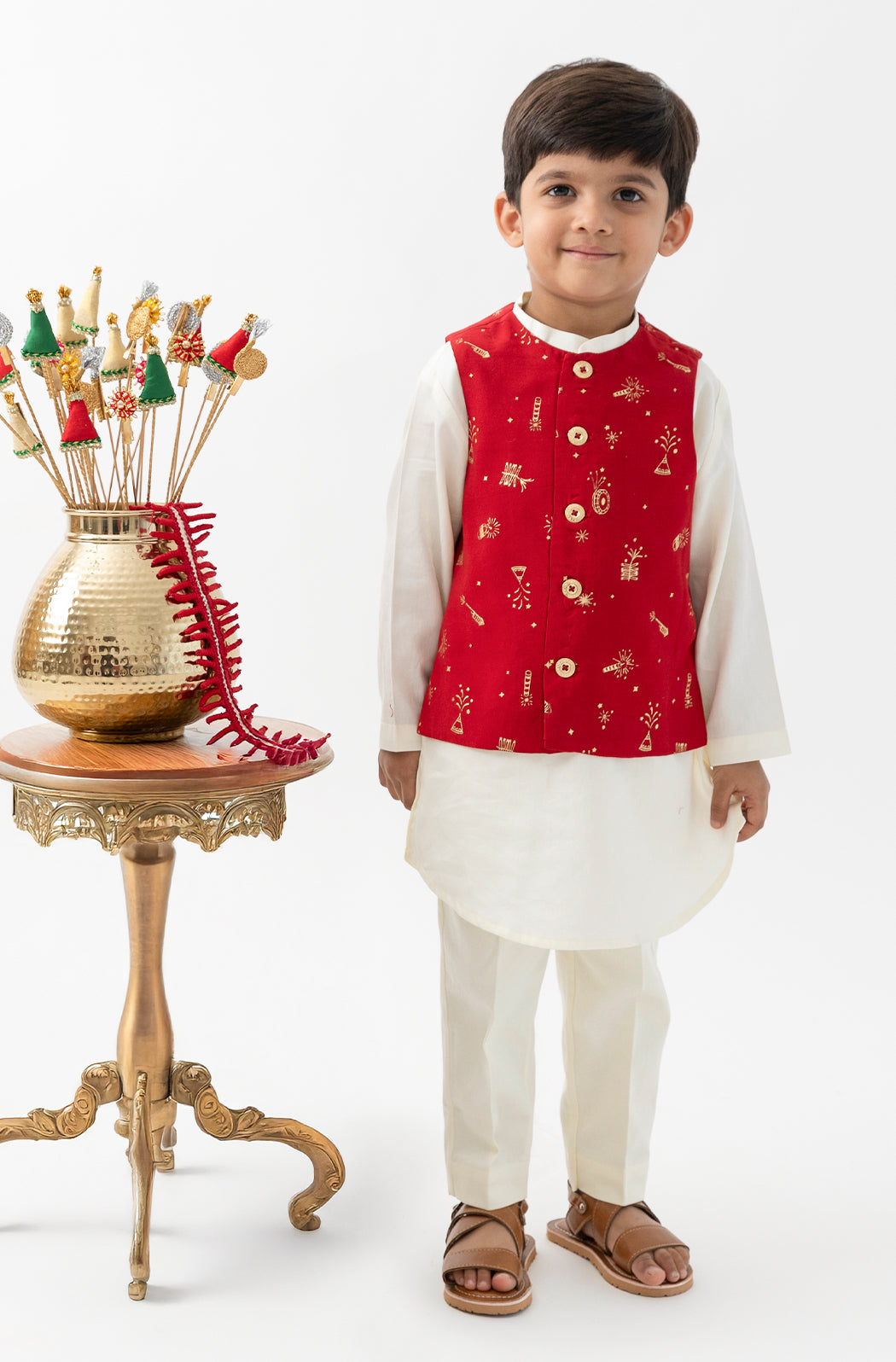 Firecracker Nehru Jacket - Red – Tiber Taber Kids