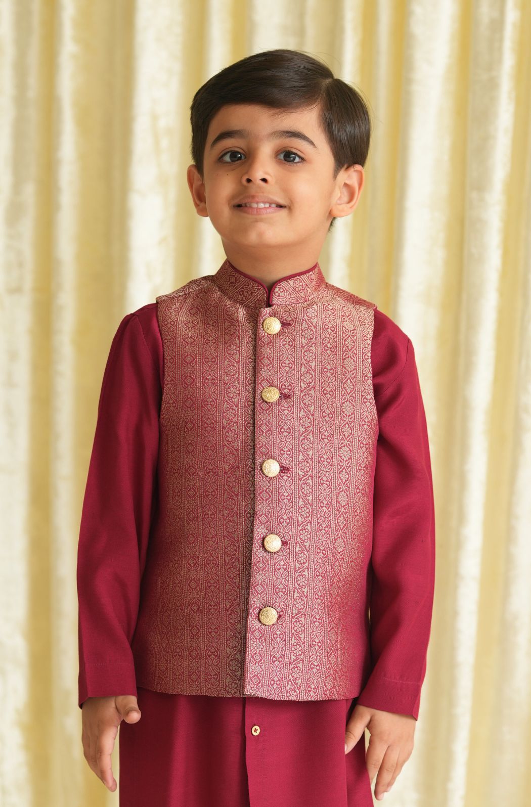 Saanjh Bundi Jacket - Maroon – Tiber Taber Kids